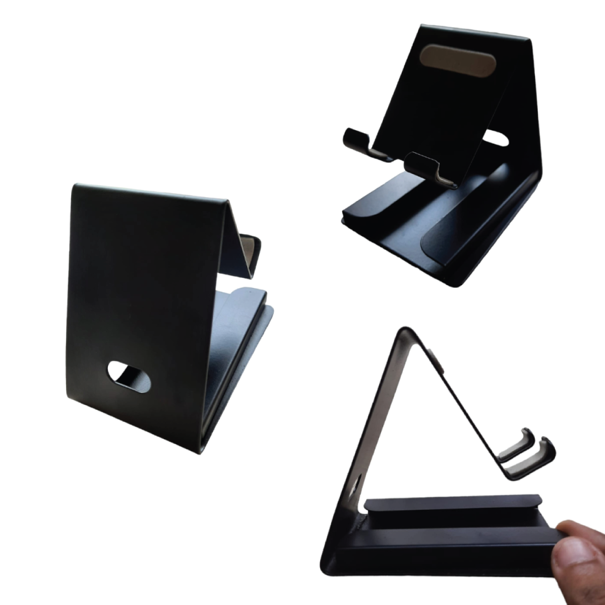 Buy Black Metal Phone Holder Mobile Stand with Card Holder - For ...