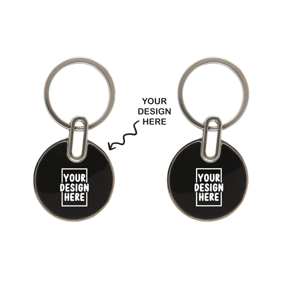 Buy Personalized Both Sides Engraved Round Black Finish Metal Keychain ...